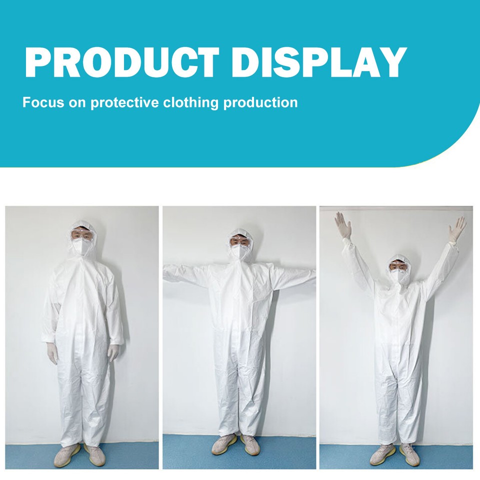 2PCS Disposable Full Body Coverall Suit Protective Isolation Coveralls ...