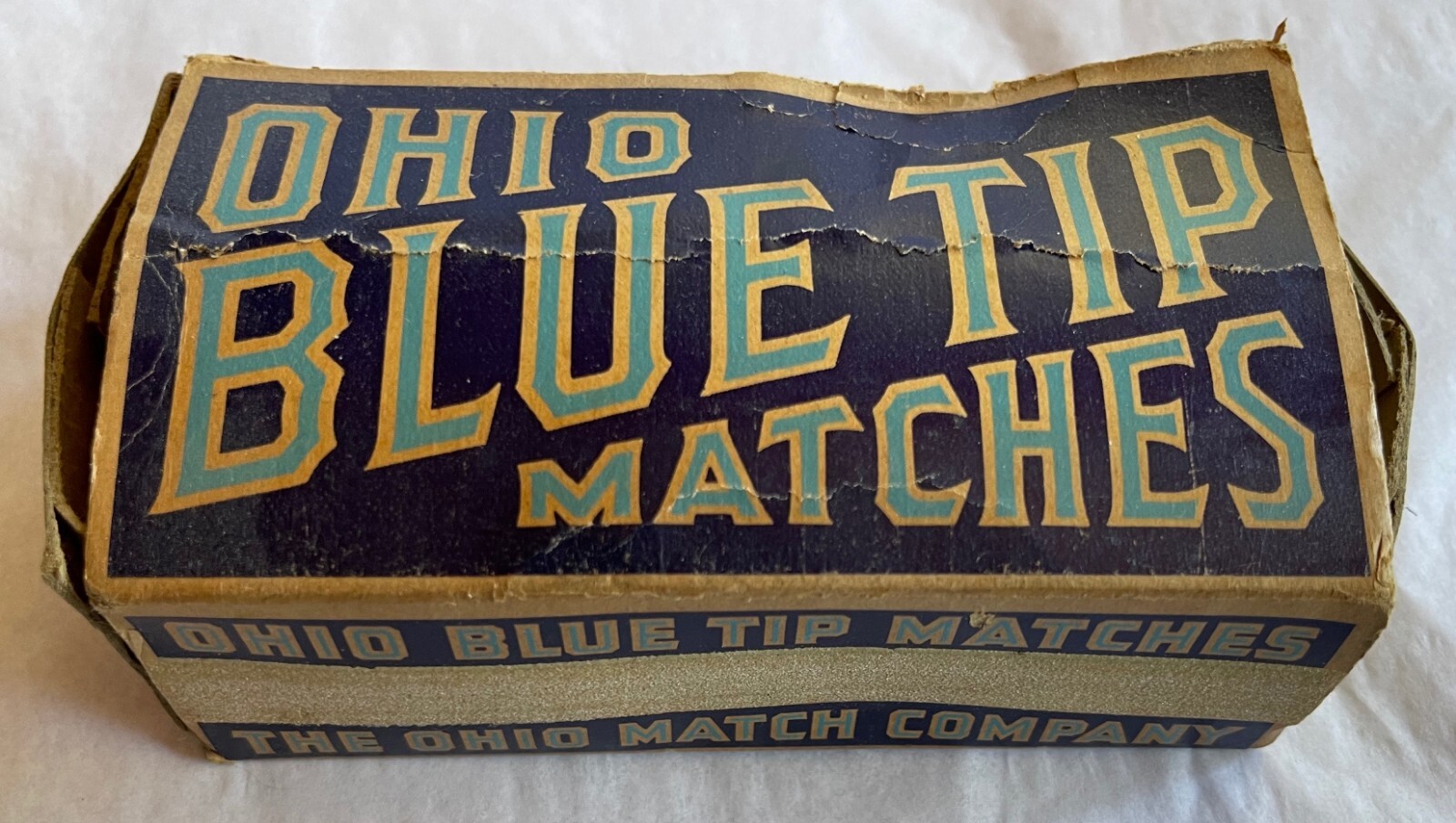 VINTAGE OHIO BLUE TIP MATCHES BOX, EMPTY, VINTAGE WEAR | eBay