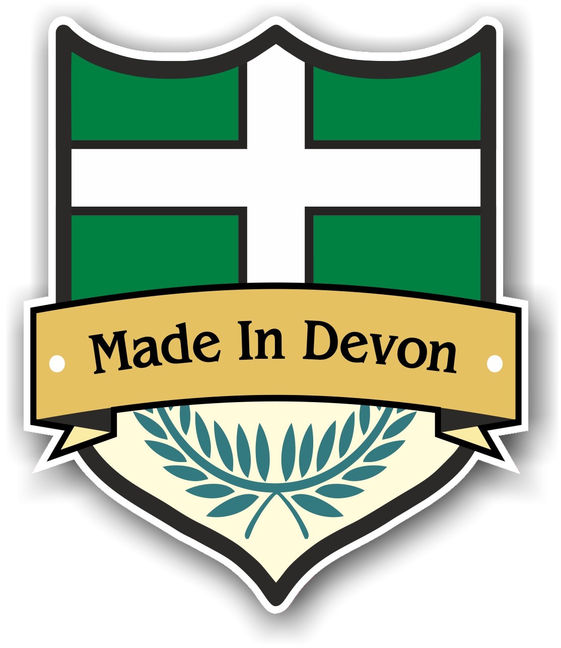 MADE IN Devon Shield design with Devon county Flag vinyl car sticker ...