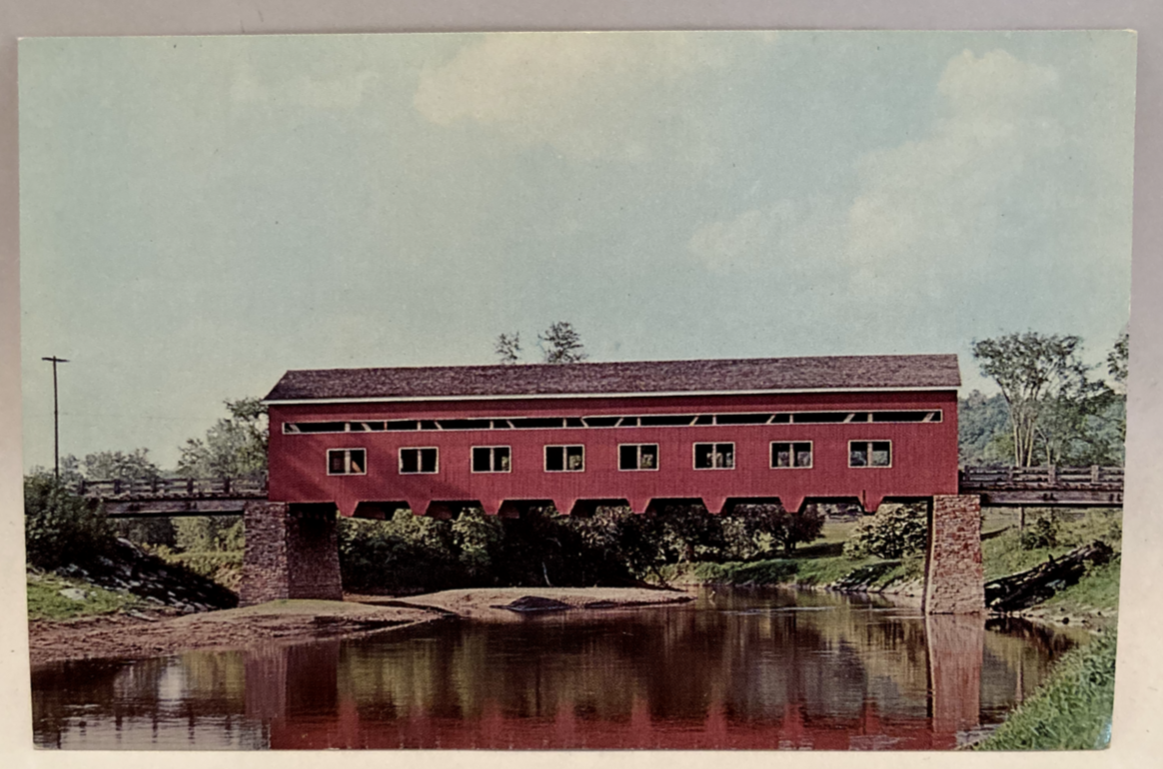 Covered Bridge Housatonic River New England Connecticut / Massachusetts ...