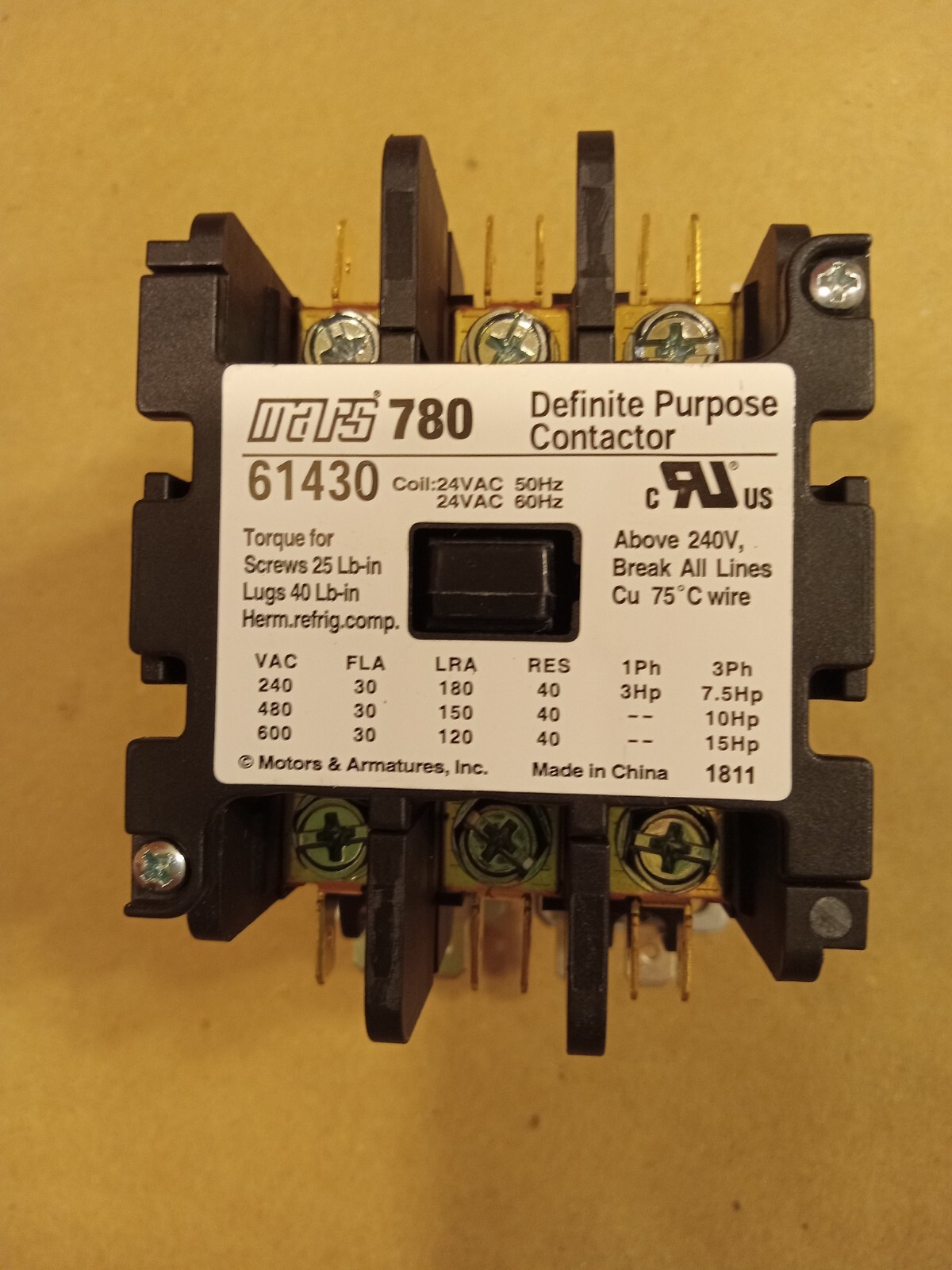 NEW IN OPEN BOX Mars 780 Definite Purpose Contactor For AC; 30 Amps ...