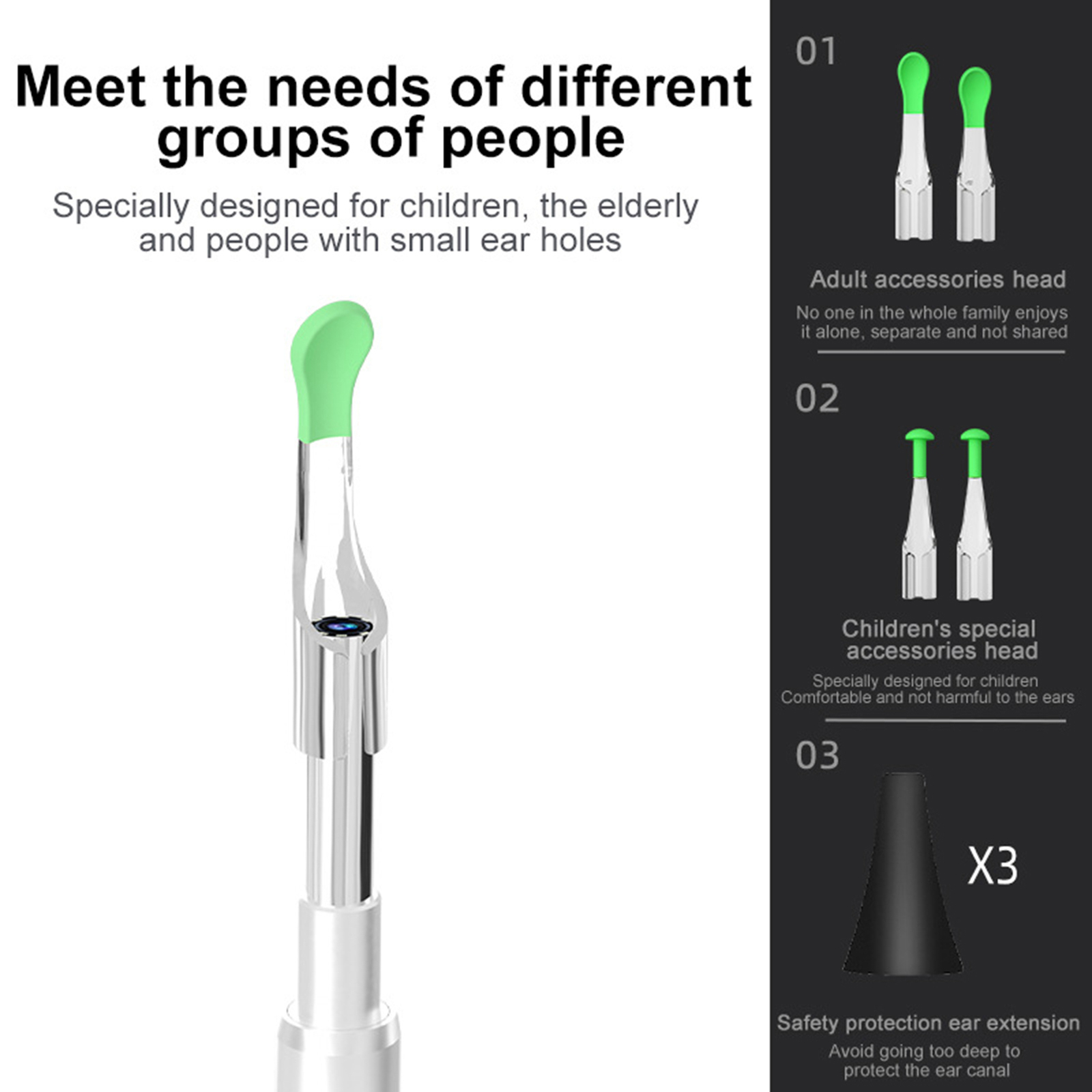 1 Set Visual Ear Pick 7-inch High-definition Screen Clean 3.9mm Ear ...