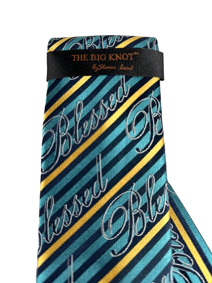 Steven Land The Big Knot Men's Tie Hanky Teal Gold Silver Blue Blessed ...