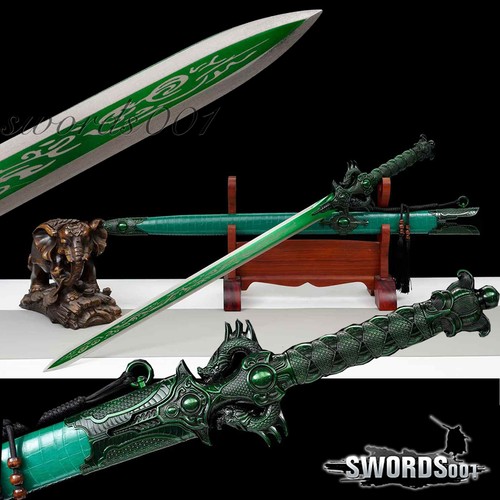 44" Chinese Han Dynasty Jian Kung Fu Cosplay Green Sword High Manganese ...