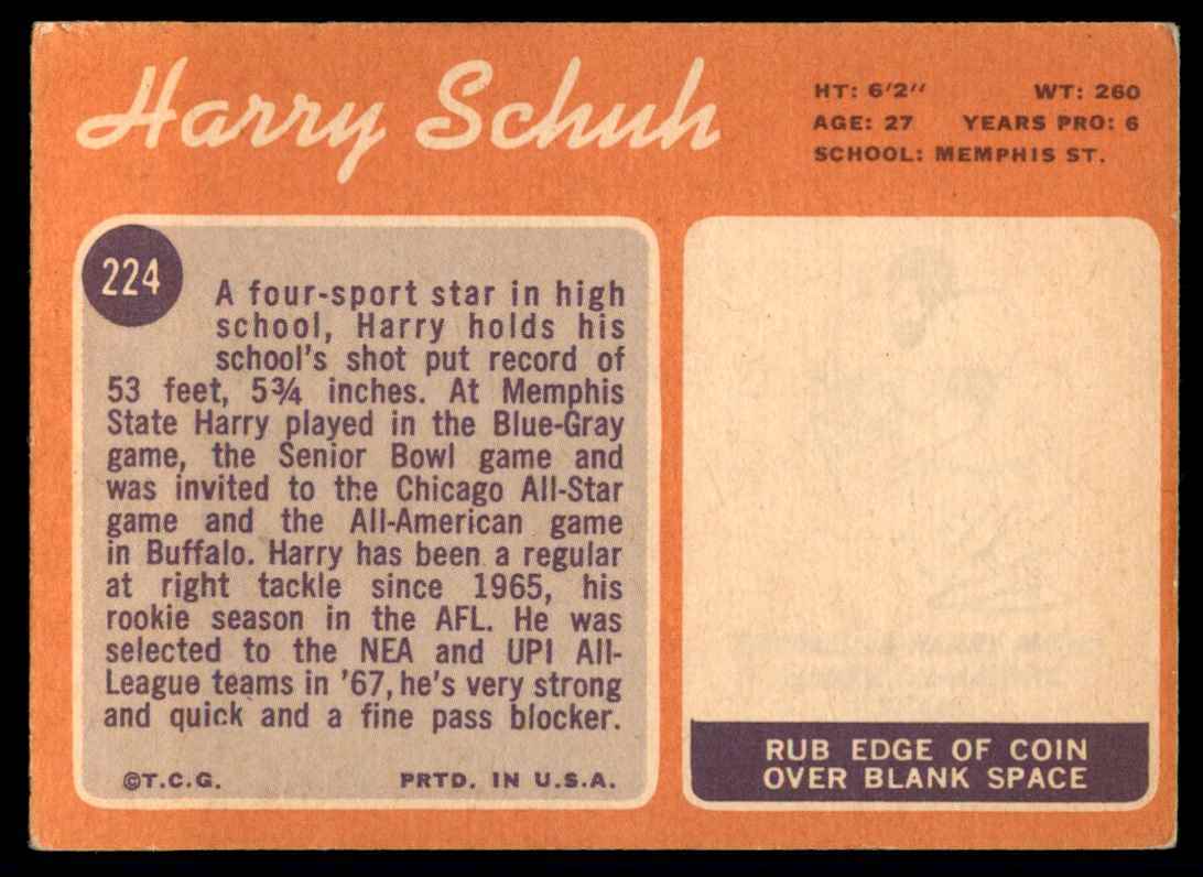 1970 Topps Harry Schuh Oakland Raiders #224 | eBay