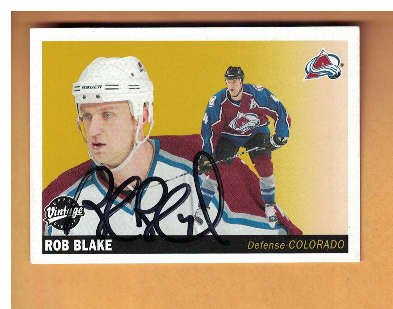 ROB BLAKE AUTOGRAPHED 2002-03 UPPER DECK VINTAGE CARD SIGNED COLORADO ...