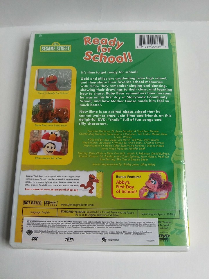 Sesame Street Elmo READY FOR SCHOOL DVD Brand New FACTORY SEALED w Abbys 1st Day 891264001311| eBay