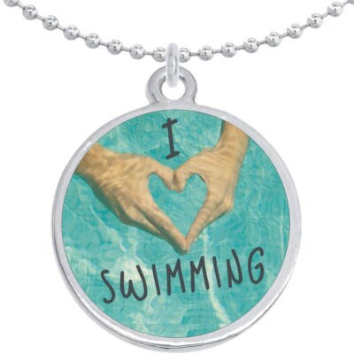 I Heart Swimming Round Pendant Necklace Beautiful Fashion Jewelry | eBay