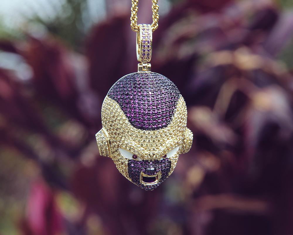 Dragon Ball Z Pendant Chain Gold Necklace Frieza Iced Out Jewellery ...