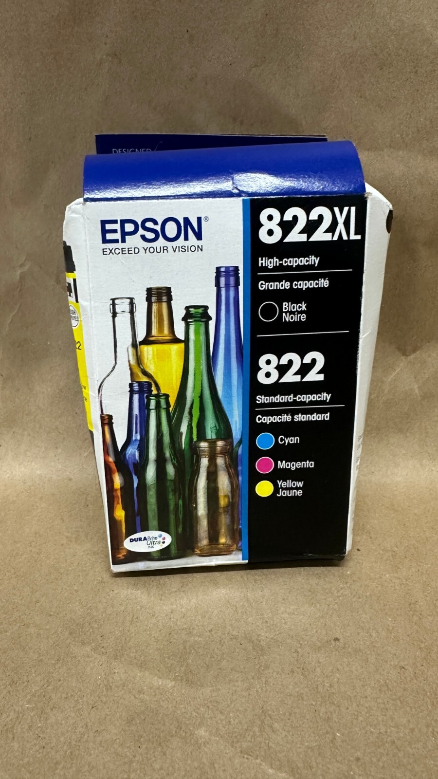Epson 822XL Black 822 Cyan Magenta Yellow Ink Cartridge Set T822XL-BCS ...