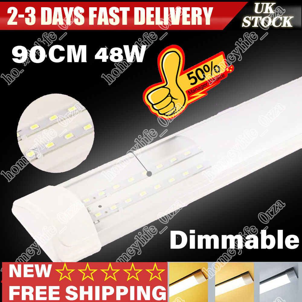 3FT LED BATTEN LIGHT STRIP LOW PROFILE SLIM FLUORESCENT FITTING LAMPS ...