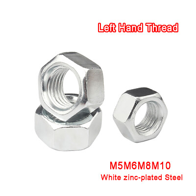 M5 M6 M8 M10 Left Hand Thread Hexagon Nut Full Nuts - Bright Zinc ...