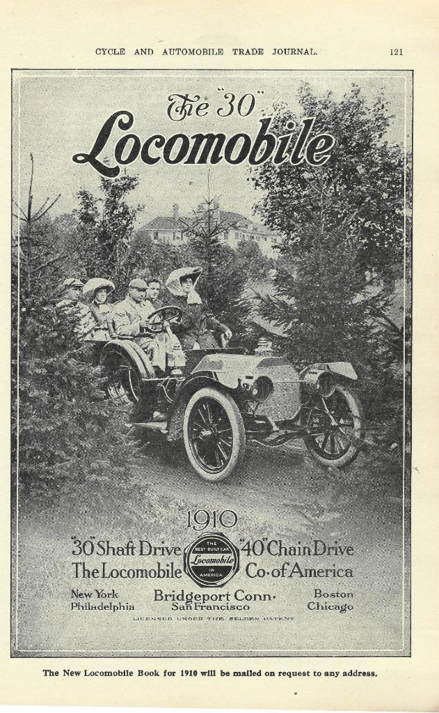 Beautiful 1910 Locomobile "30" Shaft Drive Car Ad/ great photo ...