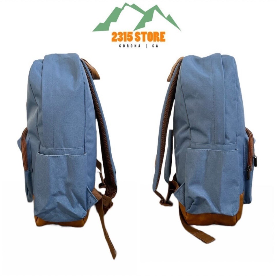 Lucky Brand “Good Fortune” Laptop Backpack Blue w/ Brown Leather. NEW ...