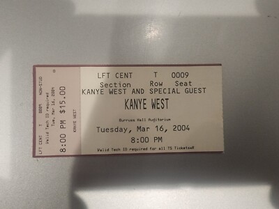 Kanye West Tour Ticket 1st SHOW EVER! March 16th 2004 Blacksburg Va | eBay