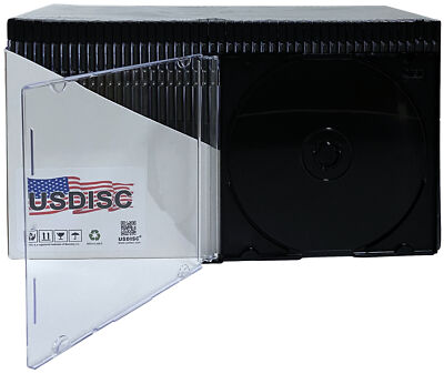 USDISC CD Jewel Cases Slimline 5.2mm, Single 1 Disc (Black) Lot | eBay