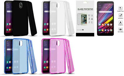 For LG Tribute Royal LM-X320PM Slim TPU Skin Case Cover + Tempered ...