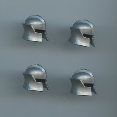 LEGO x4 Flat Silver Minifig, Headgear Helmet Castle Cheek Protection ...