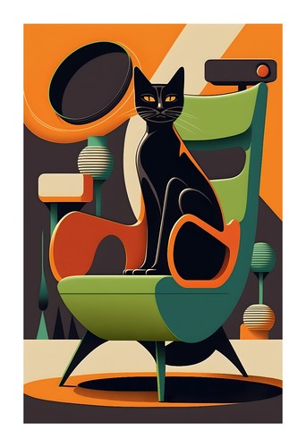 1960s Atomic Cat Art Print q9 | eBay
