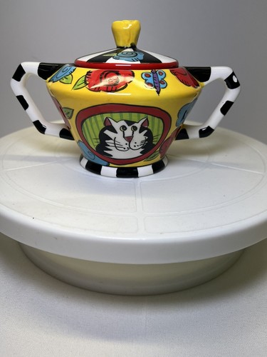 VINTAGE CATZILLA - 2005 CANDACE REITER DESIGNS GLAZED CERAMIC SUGAR ...