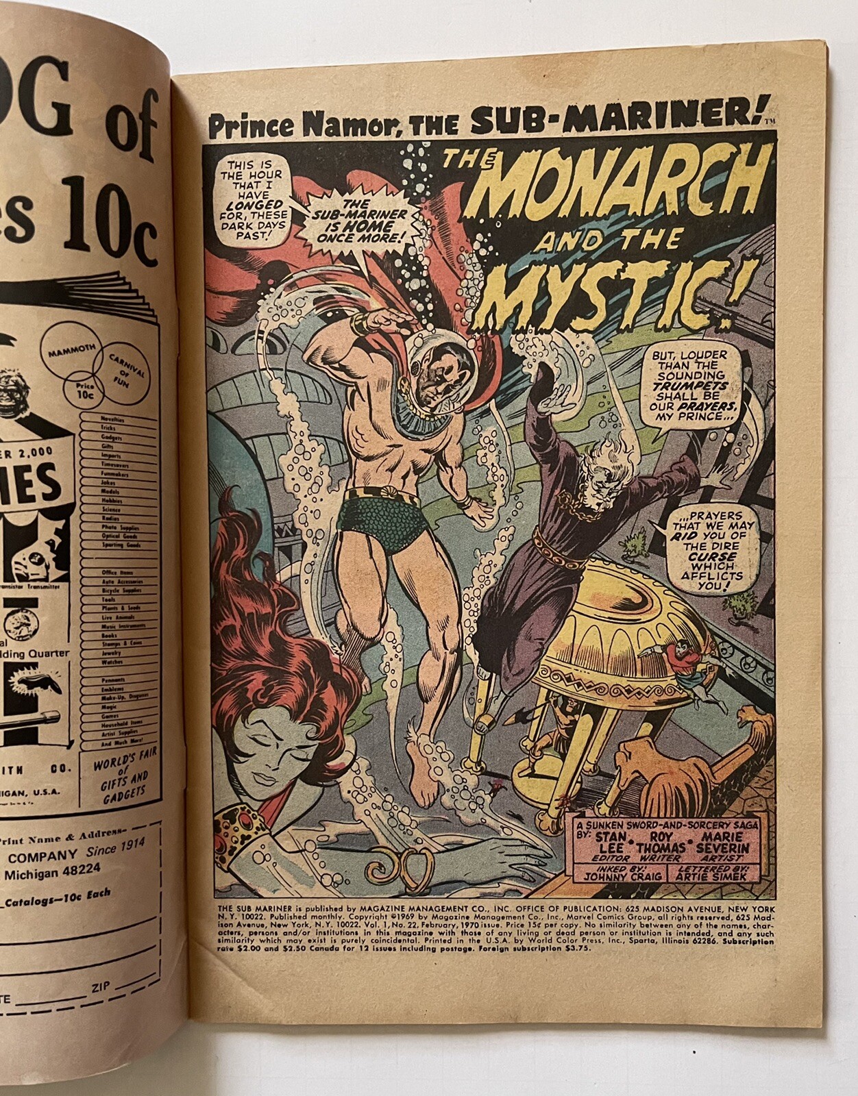 Sub-Mariner #22 (Marvel 1970) 1st Namor/Dr Strange Meeting Thomas/Severin | eBay