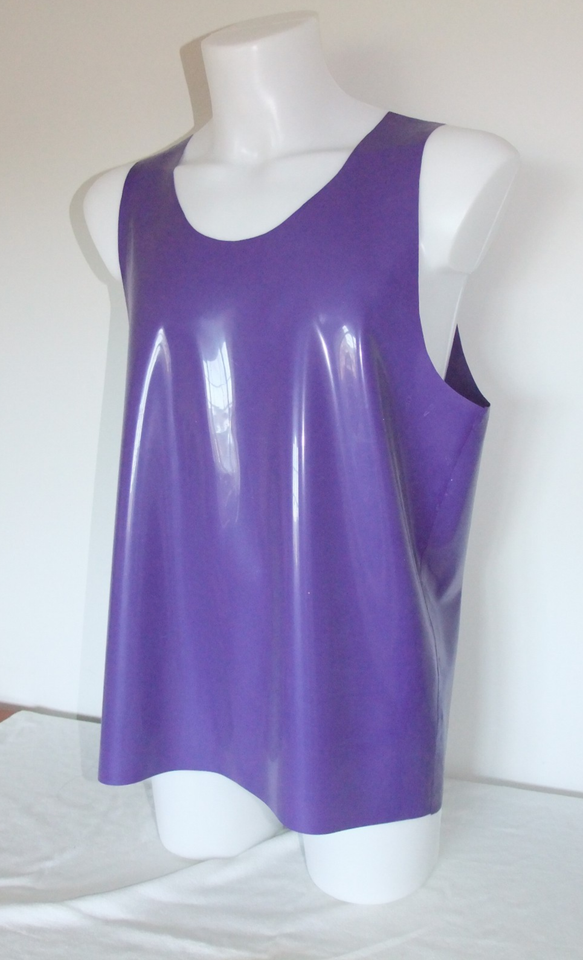 Latex Rubber Vest Top Mens Shiny Purple 0.4mm Roleplay BDSM Fetish ...