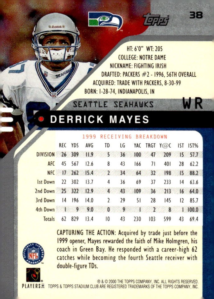 2000 Stadium Club #38 Derrick Mayes | eBay