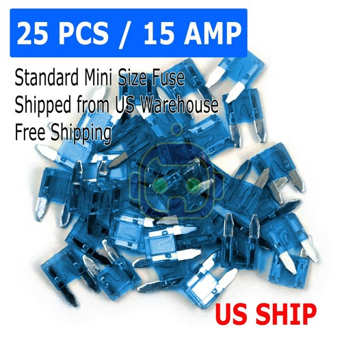 25PC Mini Trucks SUV Auto Fuses Assorted Color Coded Car Fuse 15 Amp | eBay