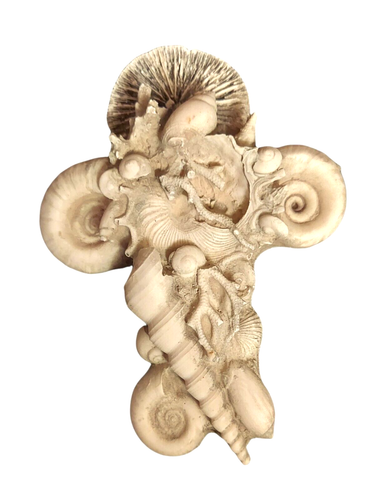 Sand Cast Stone Shell Crucifix Cross by Hayes Parker 2002 Wall Mount 5. ...