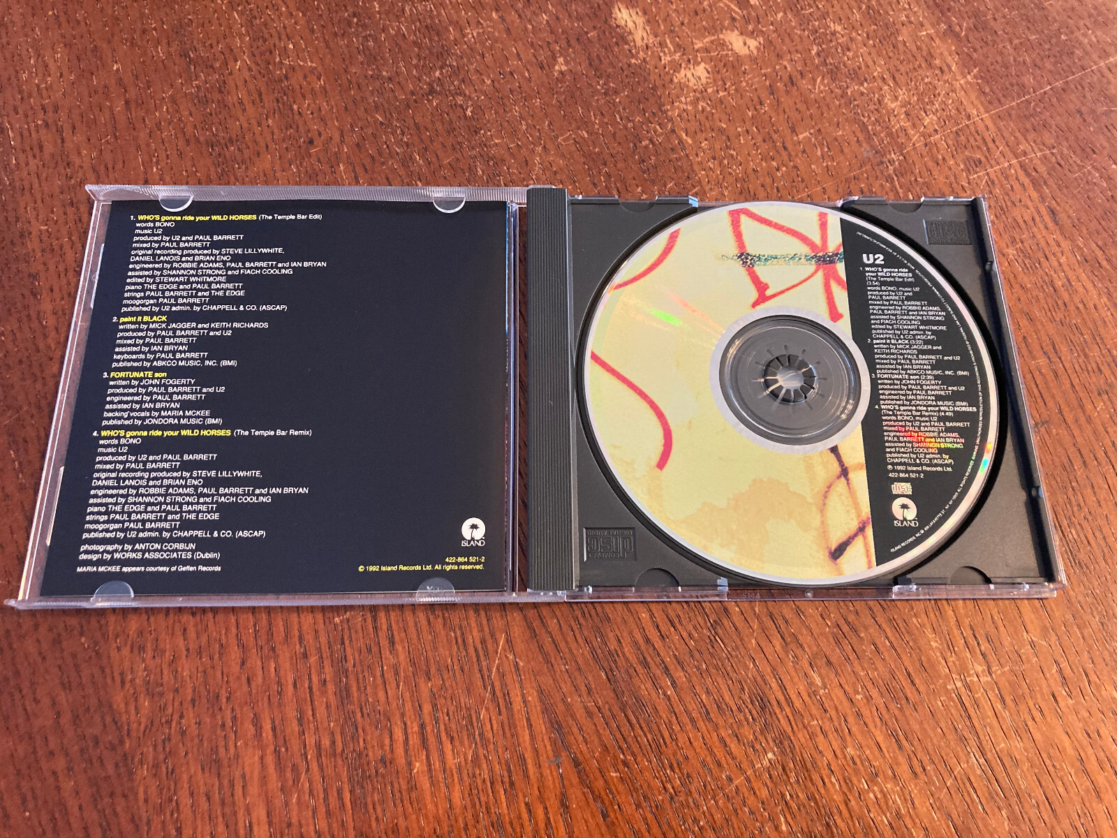 U2 'Who's Gonna Ride Your Wild Horses' 1992 US 4-Track CD Maxi-Single ...