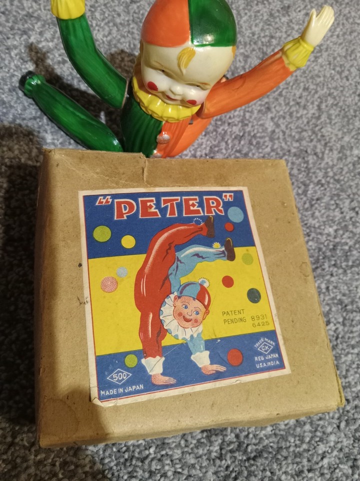 Vintage Wind-up Celluloid Tumbling Acrobat Clown With Original Box ...
