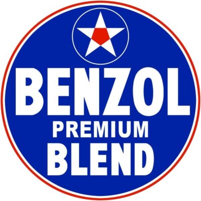 Benzol Premium Blend Gasoline New Sign: 24" Round Diecut USA Steel | eBay