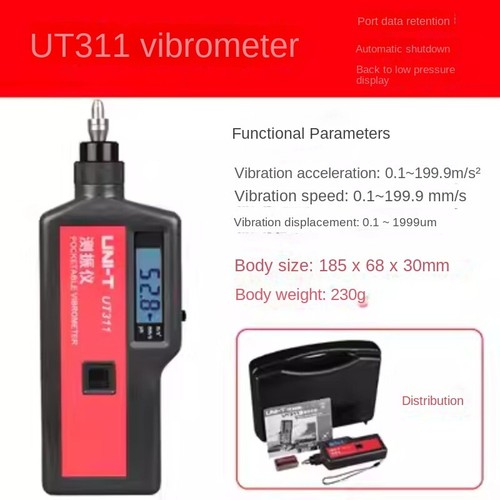 UT312 Digital Vibrometer Split Vibration Meter Velocity Displacement ...
