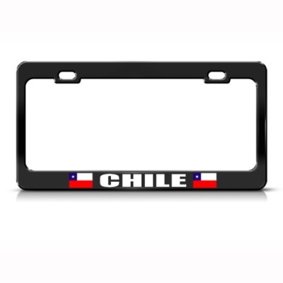 CHILE CHILEAN FLAG BLACK COUNTRY Metal License Plate Frame Tag Holder ...