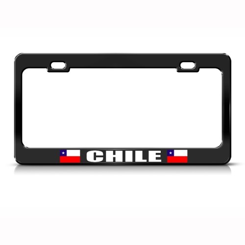 CHILE CHILEAN FLAG BLACK COUNTRY Metal License Plate Frame Tag Holder ...
