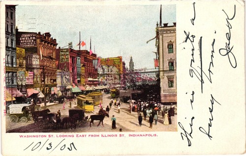 Indianapolis IN Washington St East from Illinois St Postcard Posted ...