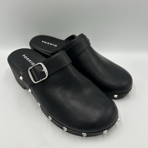 Torrid Studded Mini Clog Size 9 WW Black Faux Leather Silver Rock Studs ...