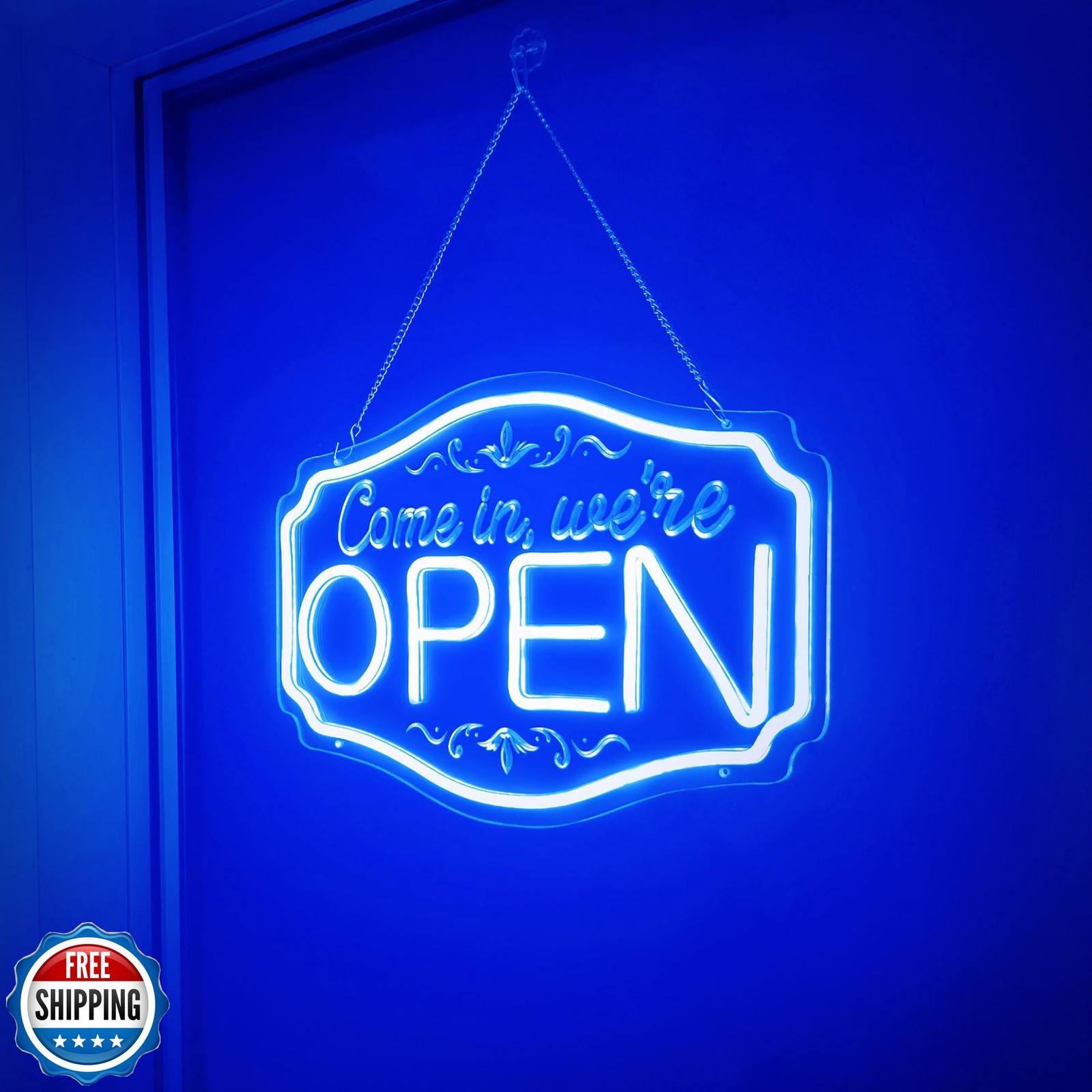 LED Neon Come In We're Open Sign for Business Store Storefront Glass ...