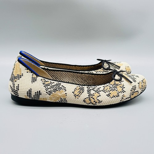 Rothys Shoes Womens 7 Cream Black Yellow Ballet Flats Floral Bouquet ...