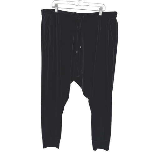 Eileen Fisher Velvet Jogger Pants XL Black Drawstring Polyester Blend ...