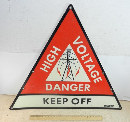 VINTAGE DANGER HIGH VOLTAGE KEEP OFF SIGN NIAGARA MOHAWK TOWER ...