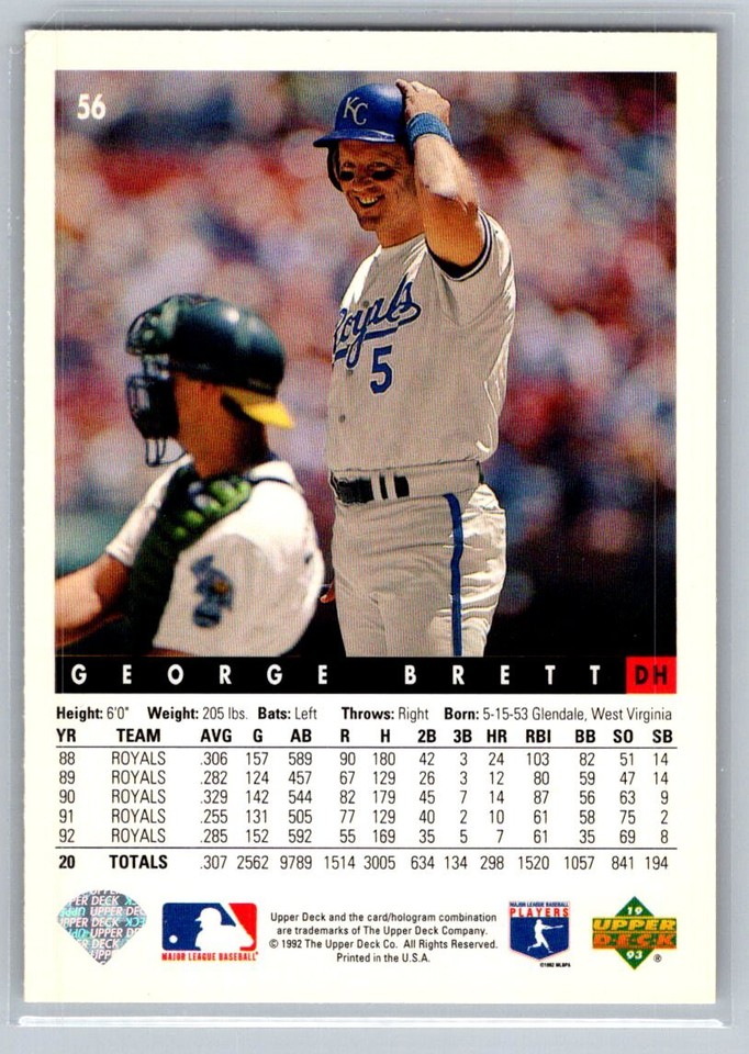 💎1993 Upper Deck Baseball #56 George Brett - Kansas City Royals💎 | eBay