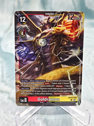 Digimon Goldramon BT14-018 Rare Foil Blast Ace - NM | eBay