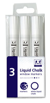 White Liquid Chalk Window Marker Set 3-Pack School Home Office ...