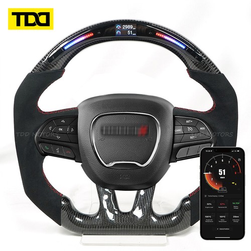 TDD Real Carbon Fiber LED Steering Wheel for Dodge Challenger Hellcat R ...