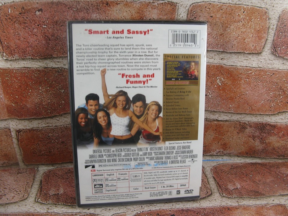 Bring It On 2000 DVD New Kirsten Dunst Eliza Dushku Cheerleader Sports ...