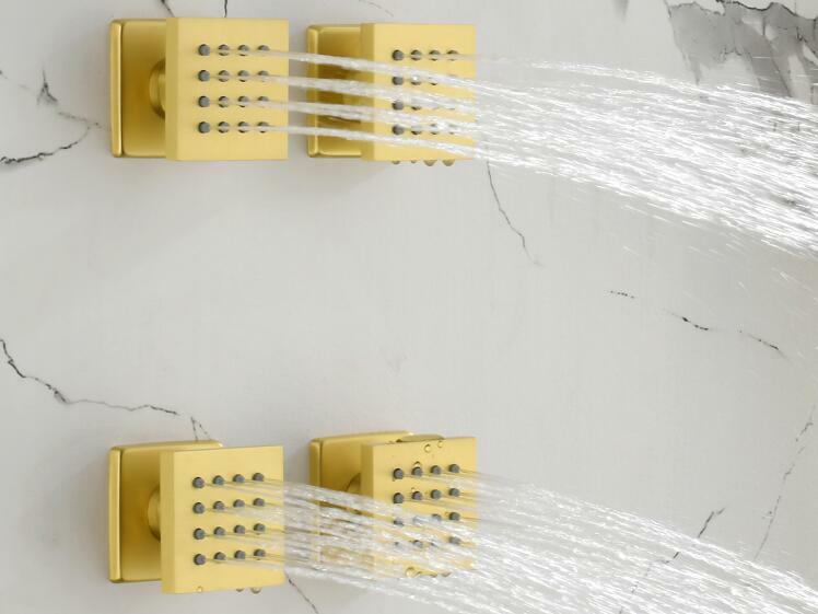 Thermostatic Brass Brushed Gold 20" Ceiling Rainfall Shower Set 4pcs ...