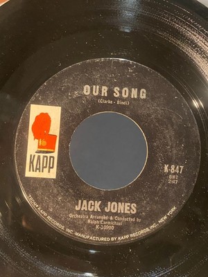 7" 45 RPM JACK JONES OUR SONG / MICHELLE KAPP RECORDS K-847 1967 NM/M ...