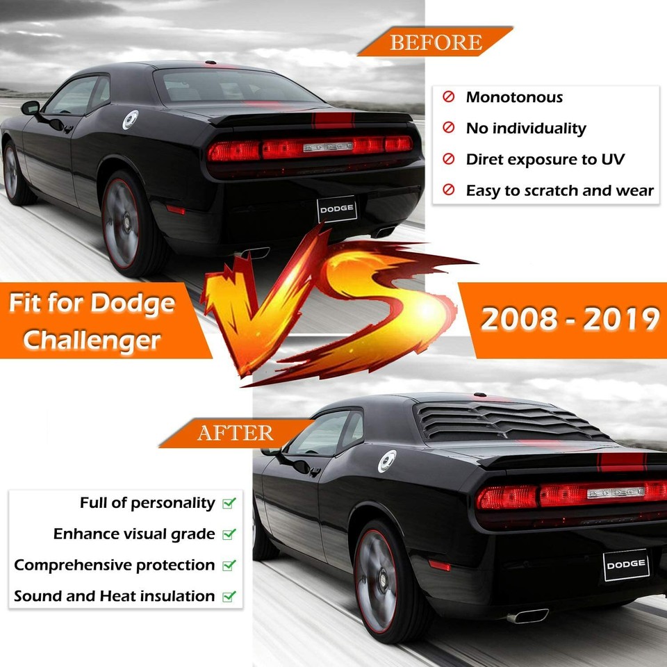 For 2008-2021 Dodge Challenger Rear Window Louvers Scoops Windshield ...