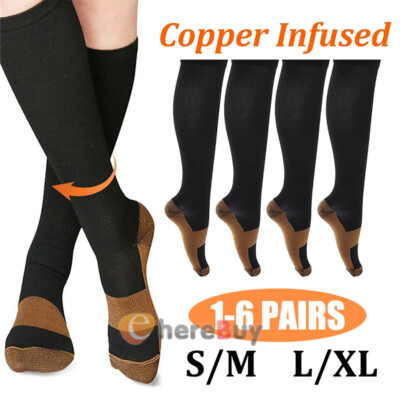 Compression Socks Womens Mens Knee High Running Medical 15-20 mmHG Size ...